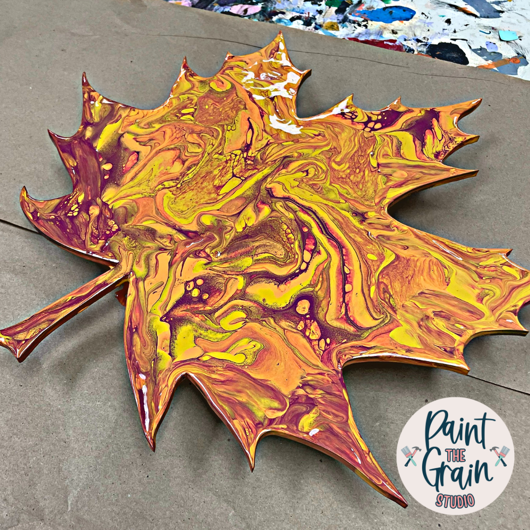 Fall Leaf Paint Pour Shape – Paint the Grain Studio