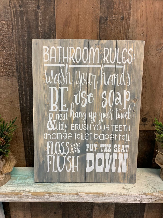 Bathroom Rules- Rectangle – Paint the Grain Studio